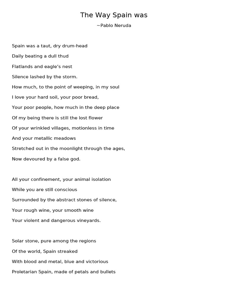 Neruda's Ode to Spain's Essence | PDF