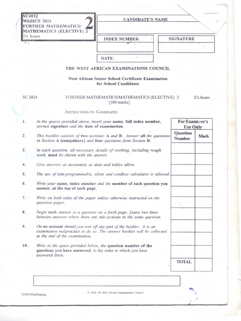 E. Maths 2 - 2024 SC | PDF