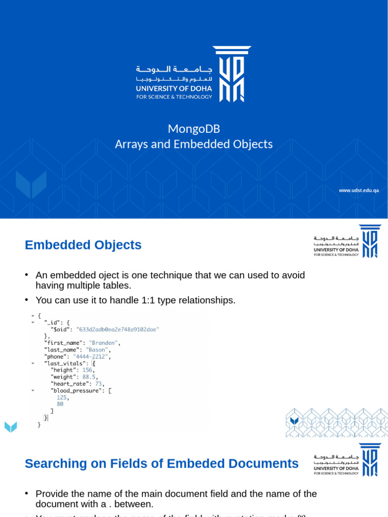 L5.5 - Arrays and Embedded Objects | PDF