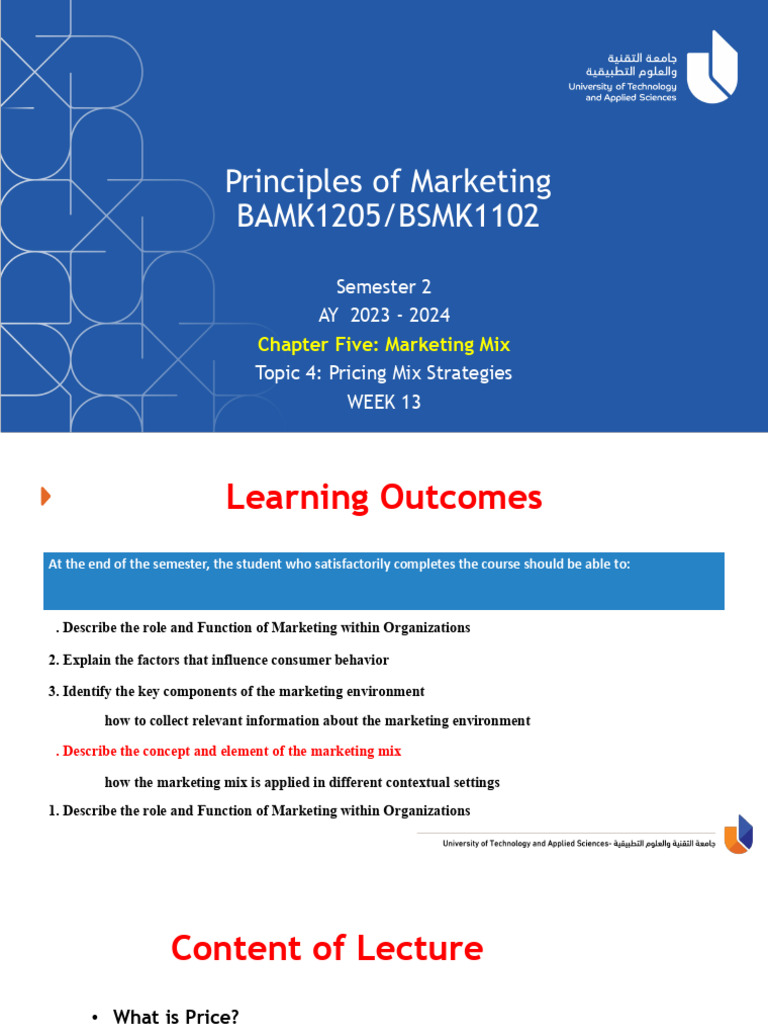 Marketing Updated CHAPTER 5-Marketing Mix - P2 Pricing Mix (1) 1 | PDF | Pricing | Marketing