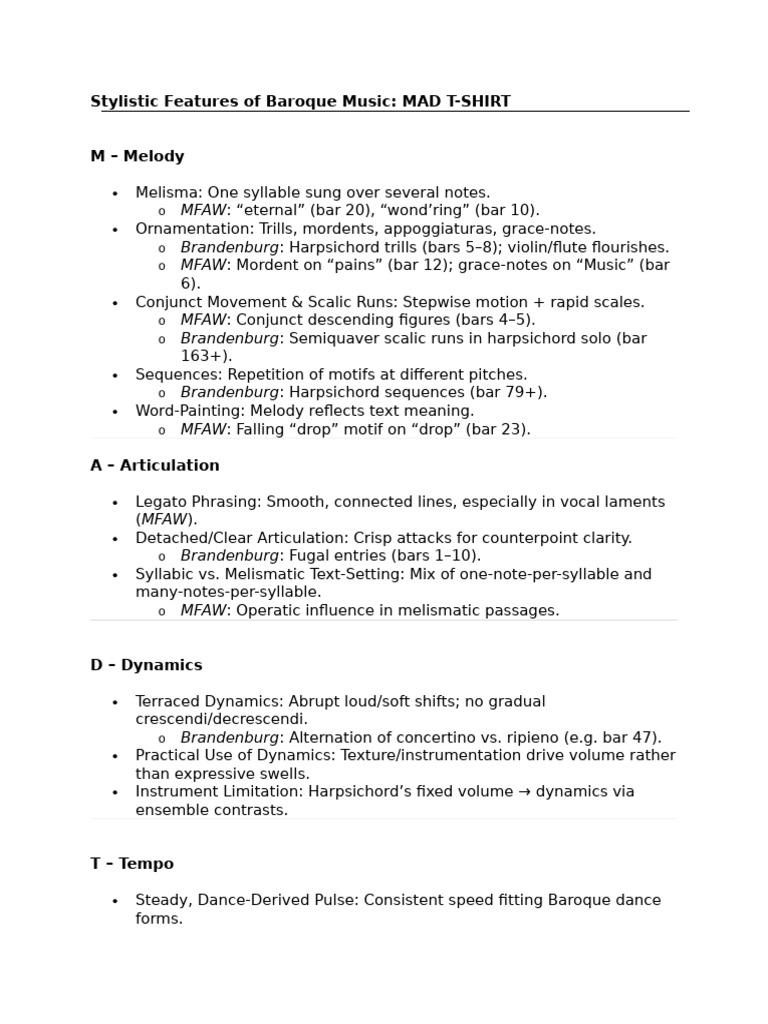 Stylistic Features of Baroque Music | PDF | Musical Techniques ...