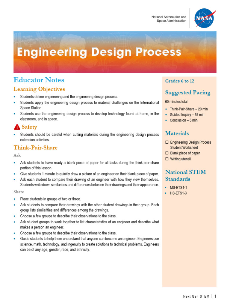 Engineering Design Process Classroom Connections 508 | PDF | Engineering | Engineering Design ...