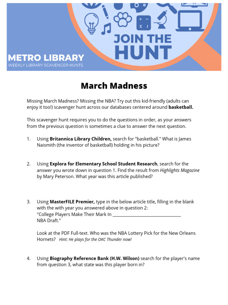 scavenger-hunt-March Madness_1 | PDF