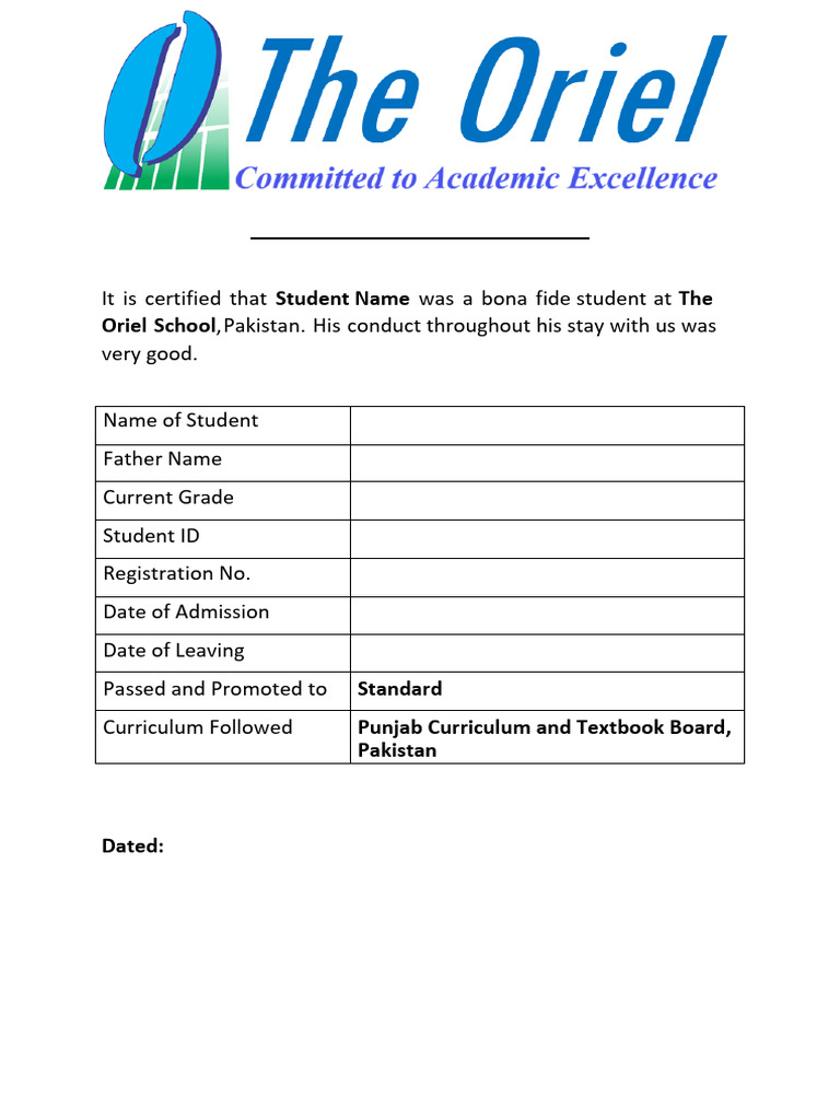 School Leaving Certificate - Sample | PDF