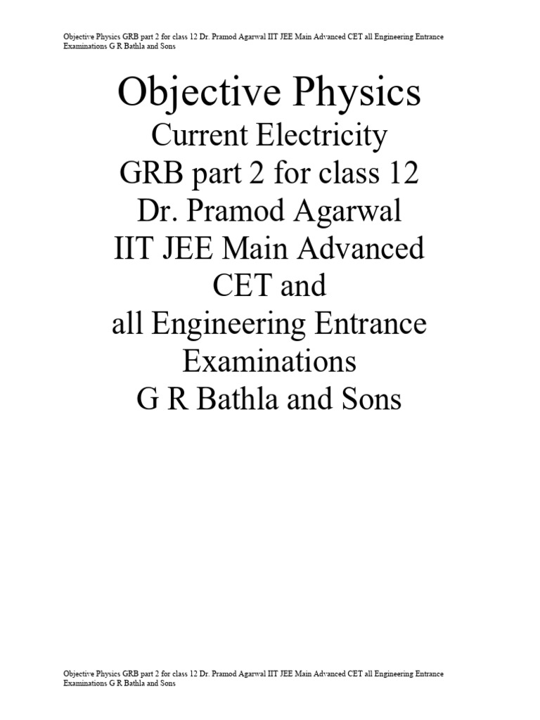 GRB Objective Physics Class 12 Vol 2 | PDF | Recruitment | Universities ...