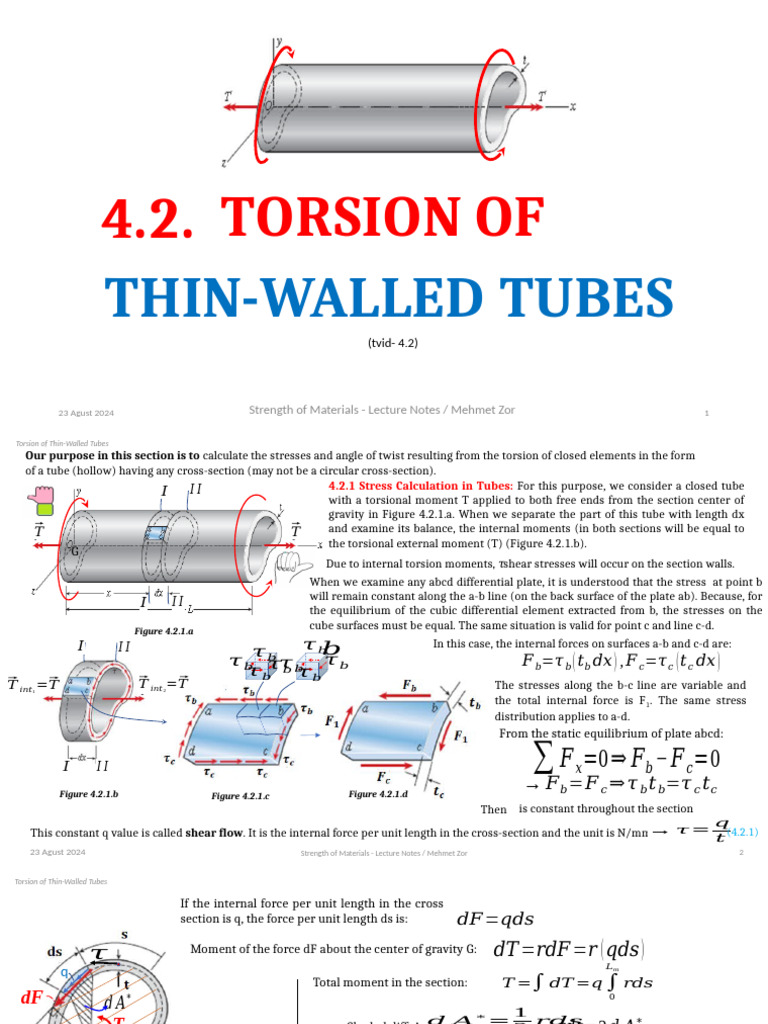 Torsion Analysis of Thin-Walled Tubes | PDF | Deformation (Engineering ...
