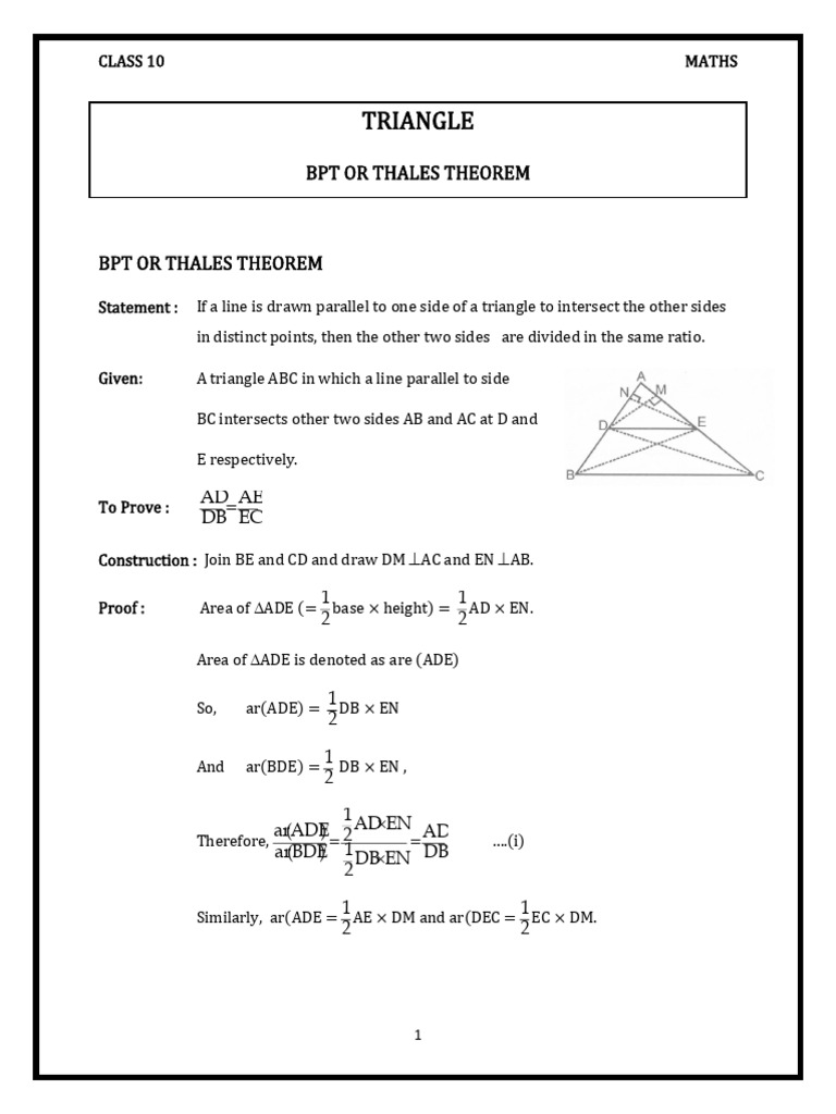 10math6 BPT Thales Theorem | PDF | Theorem | Euclid