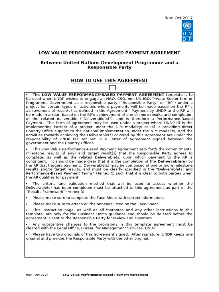 Non Un PPM - Design - Low Value Performance Based Payment Agreement ...