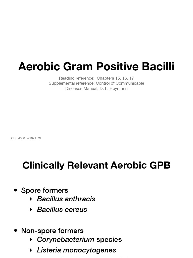 11-Aerobic Gram Positive Bacilli Part 1 of 2 | PDF | Anthrax | Bacillus