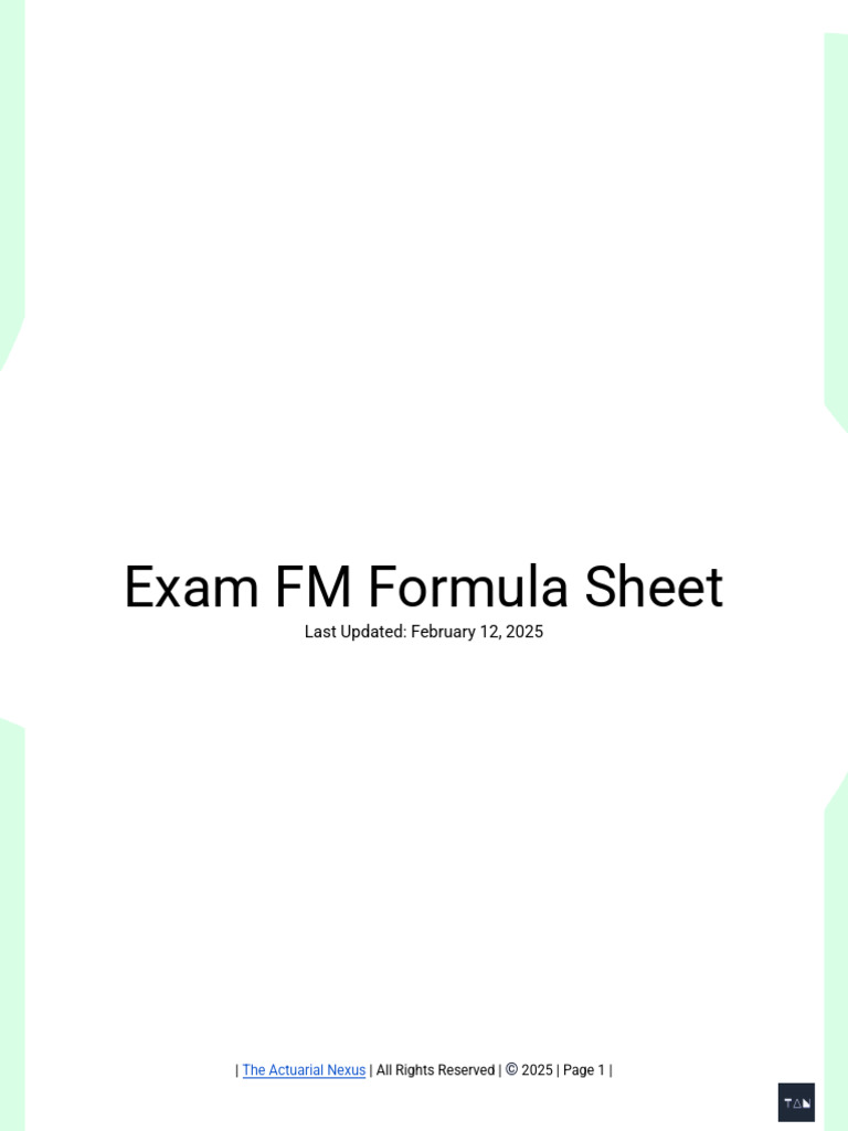 Exam FM Formula Reference Guide | PDF | Bonds (Finance) | Present Value
