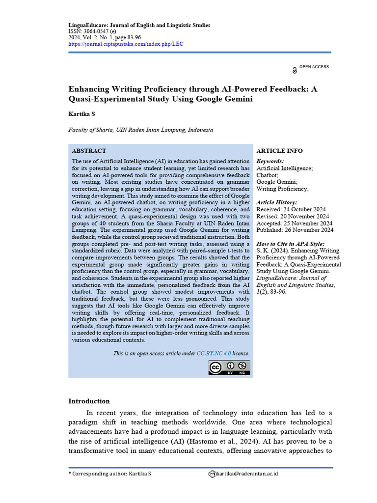 AI Feedback Enhances Writing Skills | PDF | Artificial Intelligence ...