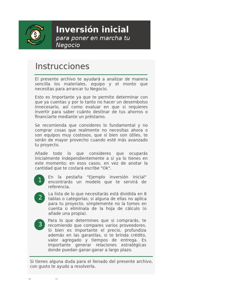 Inversion Inicial Negocio JR | PDF | Inversiones