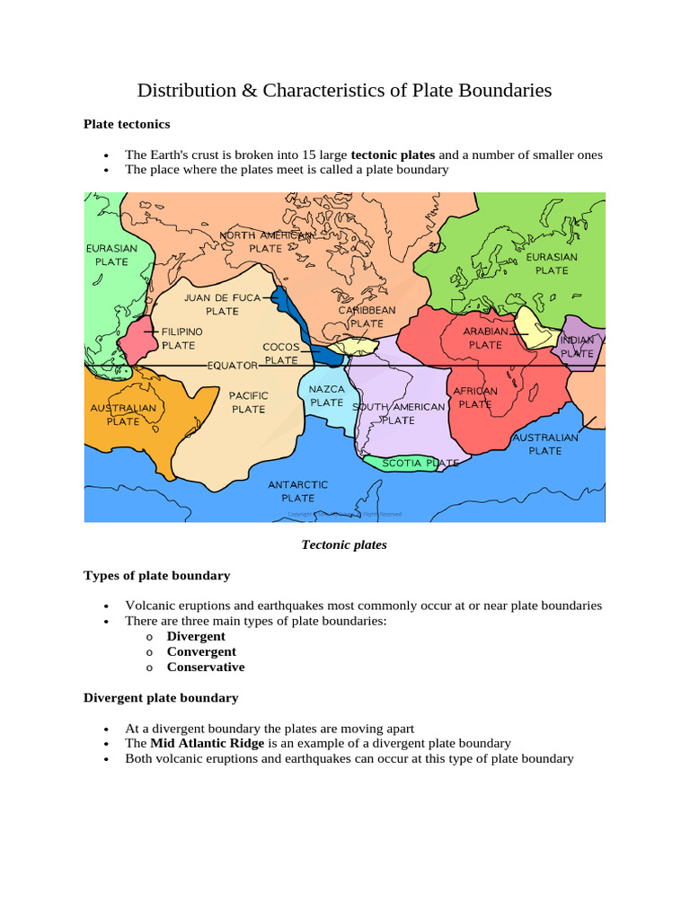 Distribution & Characteristics of Plate Boundaries | PDF | Volcano ...