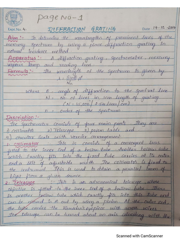 Diffraction Grating | PDF