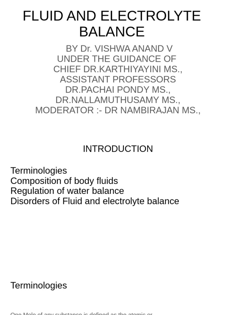 Fluid and Electrolyte Balance | PDF