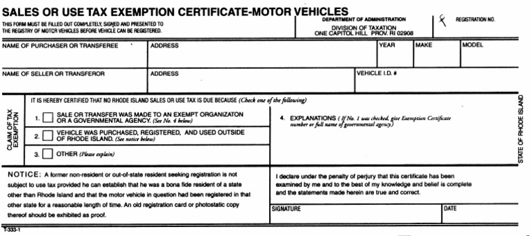 Tax Exemption Certificate T 333 1 | PDF
