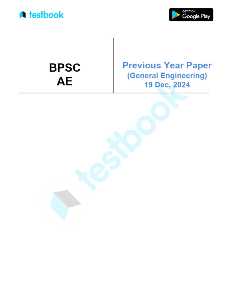 BPSC AE (General Engineering) Official Paper-IV (Held On - 19 Dec, 2024) | PDF | Friction ...