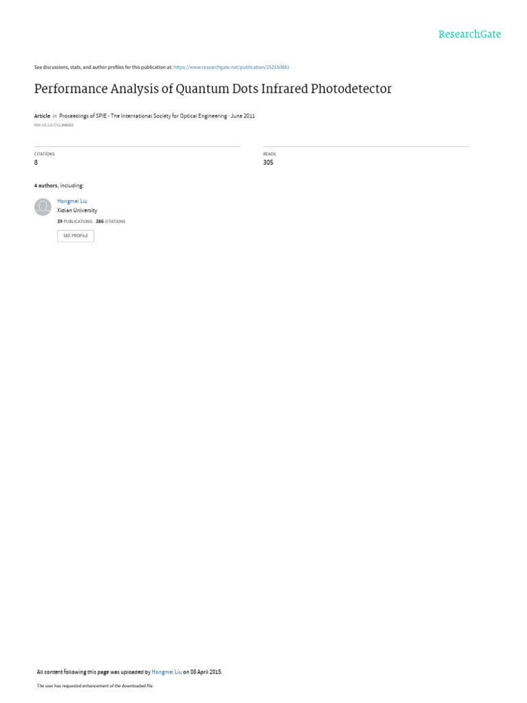 SPIEperformanceanalysisof QDIP | PDF | Applied And Interdisciplinary ...