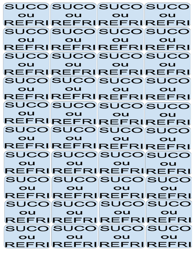 Fichas Cantina Uma Impressão 40 Suco Ou Refri | PDF