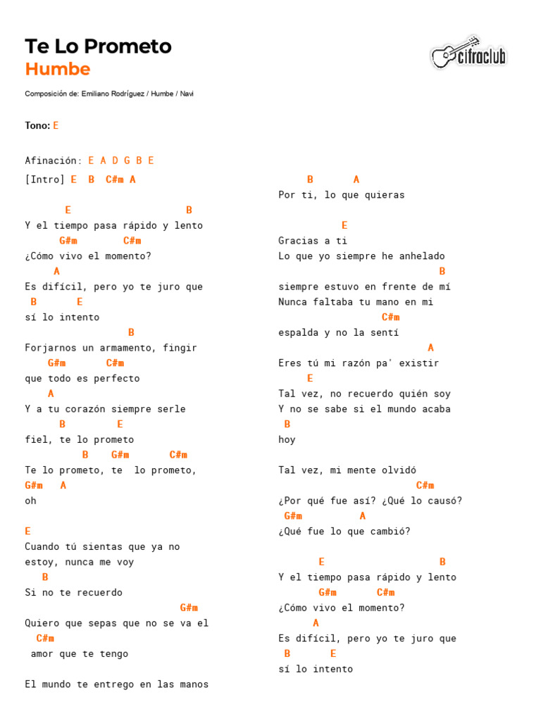 Humbe - Te Lo Prometo | PDF