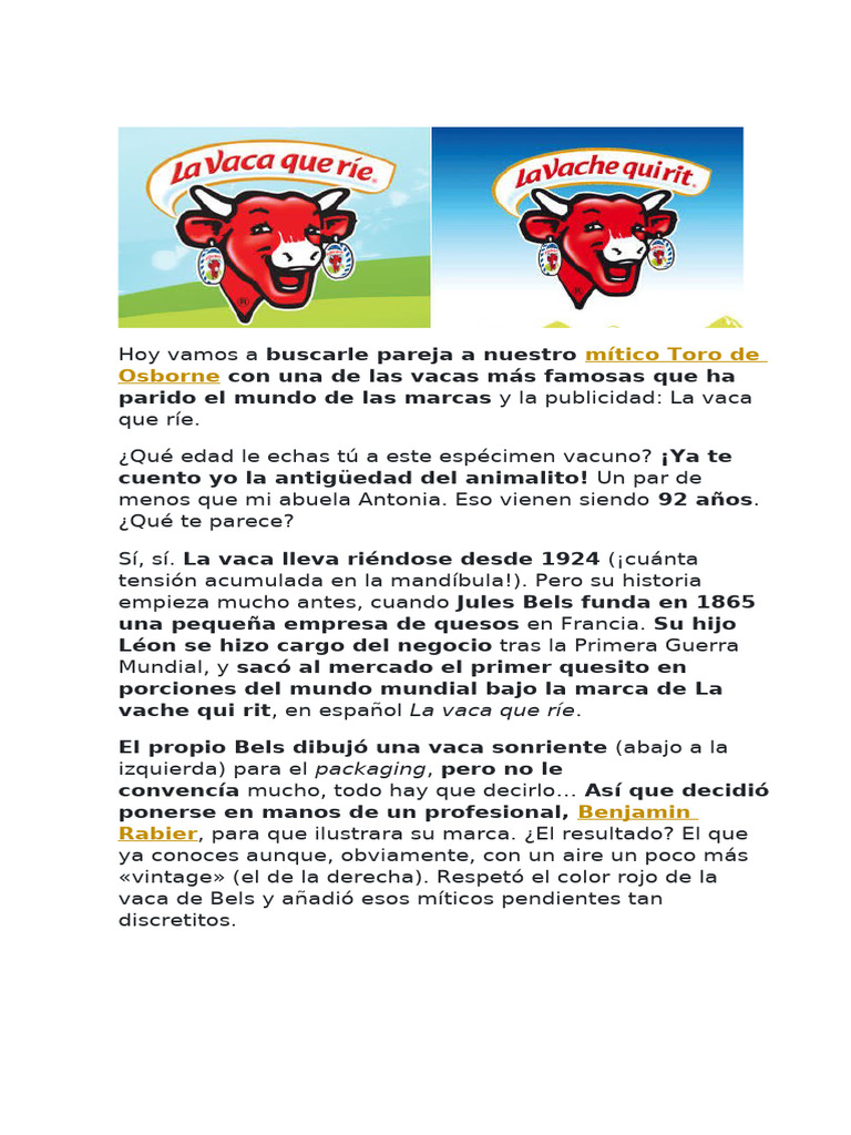 La Vaca Que Rie Historia de La Creacion Del Logo | PDF
