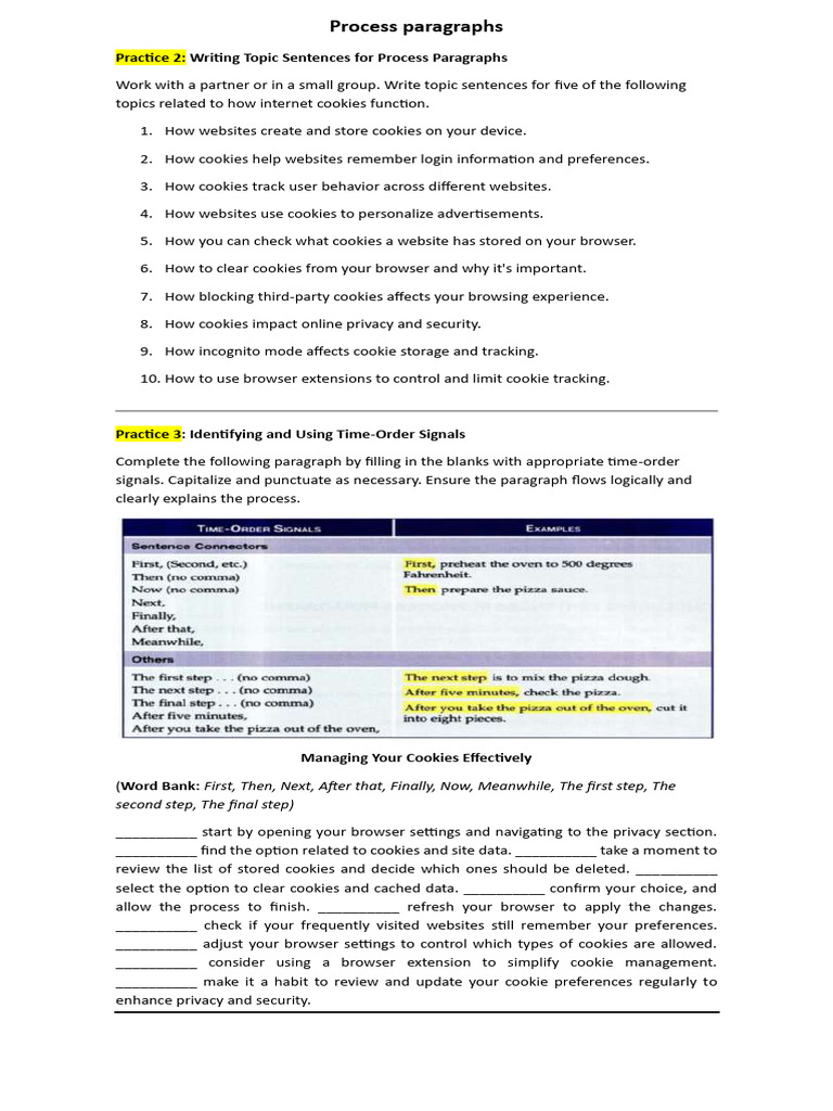 Copia de Process Paragraphs Activities R | PDF | Http Cookie | Internet ...