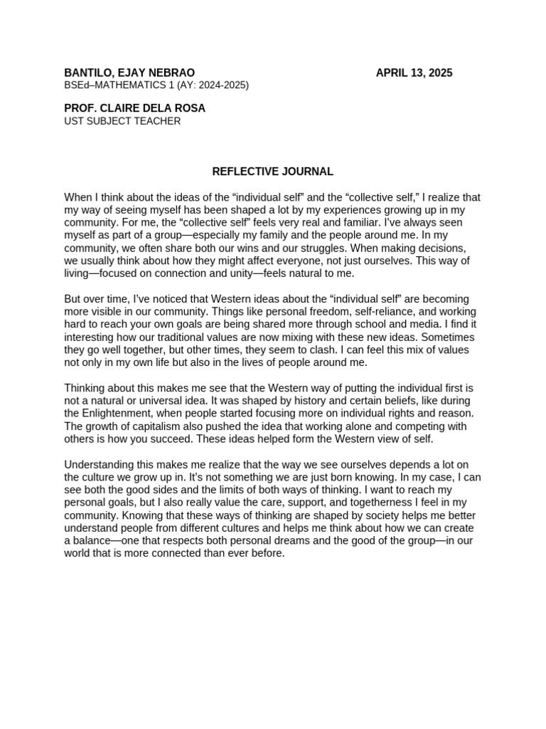 Reflective Journal 10 - Bantilo, Ejay N | PDF