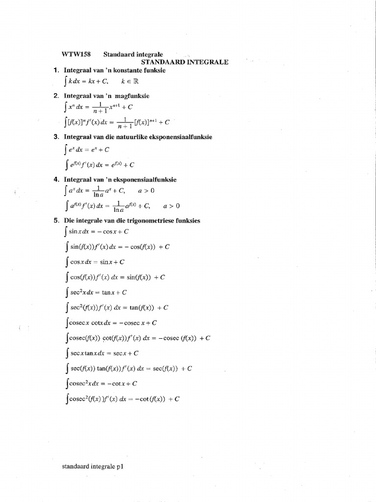 Eenheid 5.5 Standaard Integrale | PDF