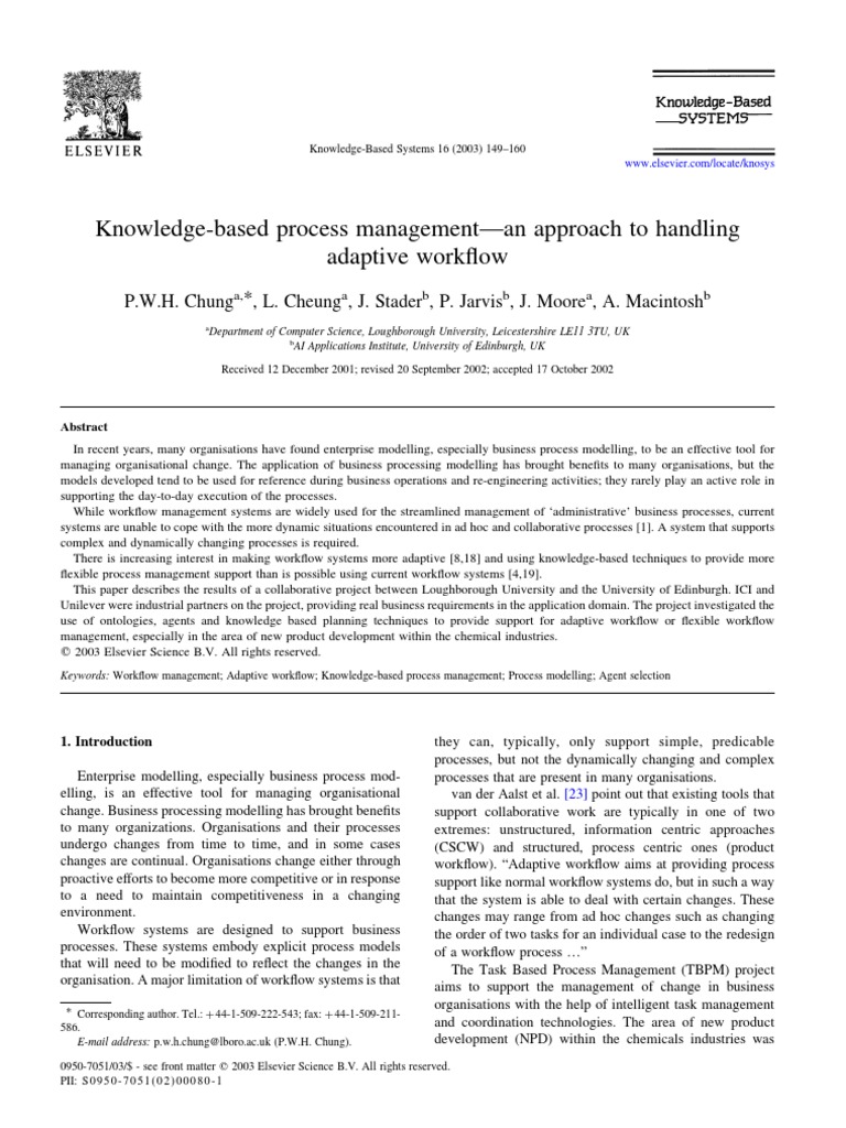 Knowledge-Based Process Management-An Approach To Handling Adaptive Workflow | PDF | Ontology ...