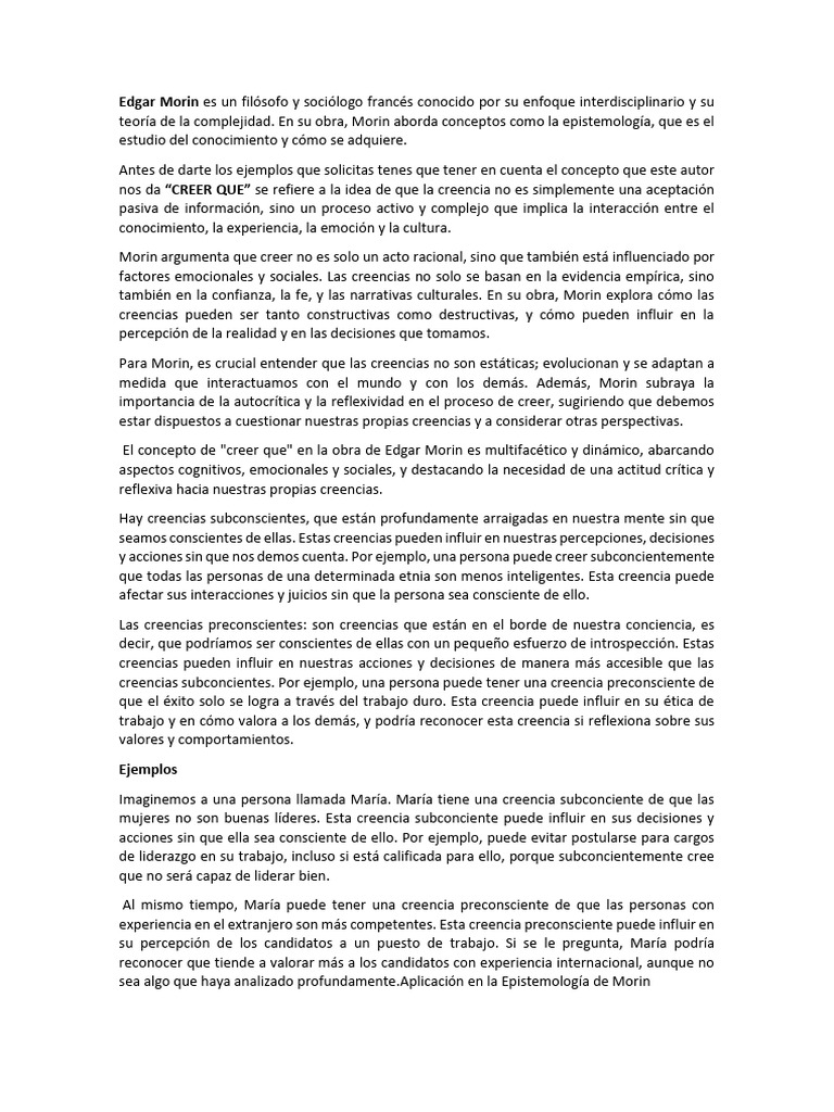 Morin | PDF | Experiencia | Conocimiento