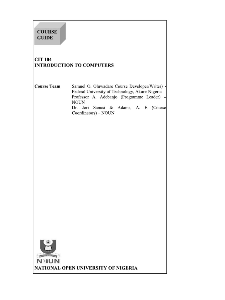 Cit104 - Introduction To Computer Science | PDF