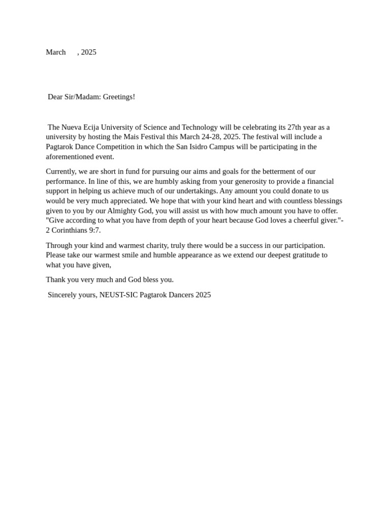 Solicitation Letter | PDF