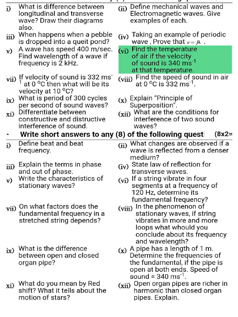 Physics, 11, Chapter 8, Most Important Shorts. | PDF