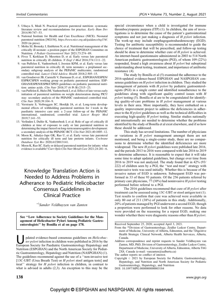 Knowledge Translation Action Is Needed To Address Problems in Adherance ...