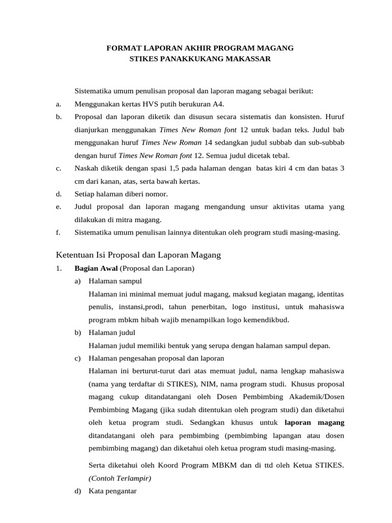 Format Laporan Akhir Program Magang | PDF