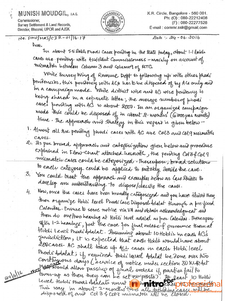 Circular for Clearing Pending RTC Correction Cases by Mudgil Sir | PDF