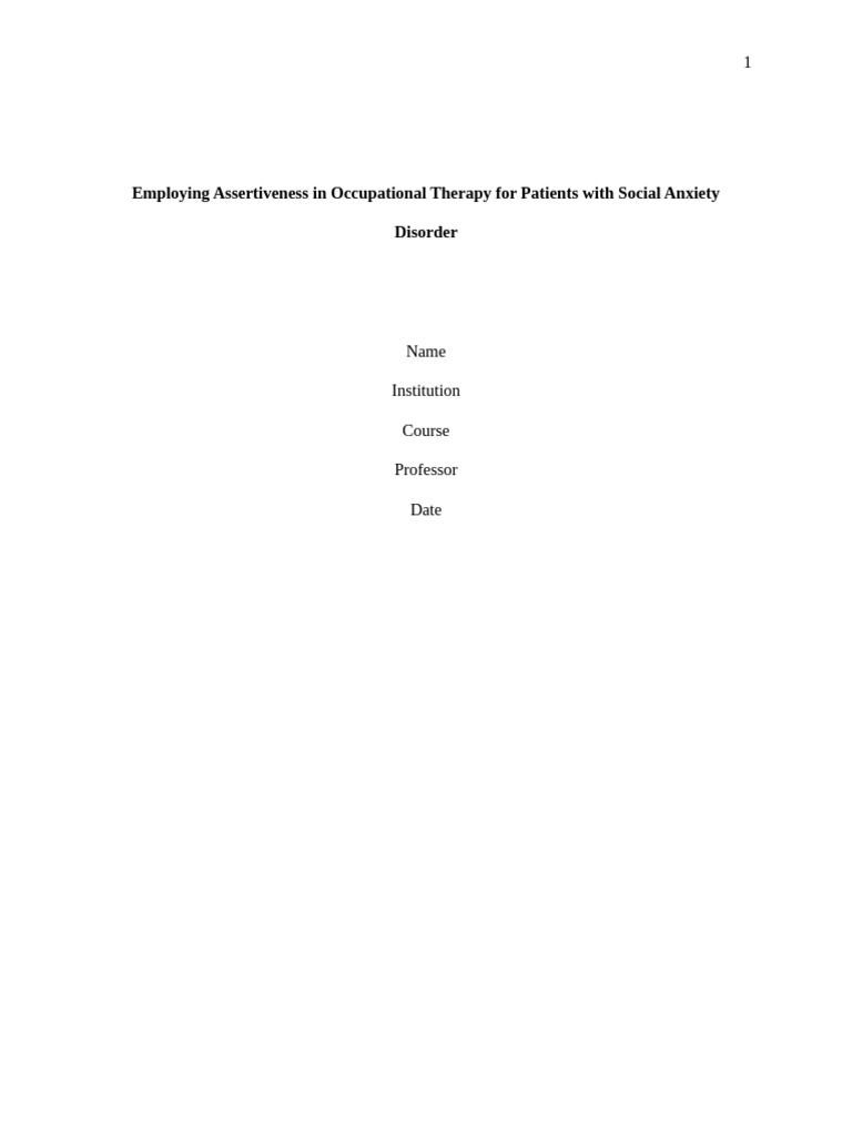 Assertiveness in Occupational Therapy | PDF | Cognitive Behavioral Therapy | Anxiety