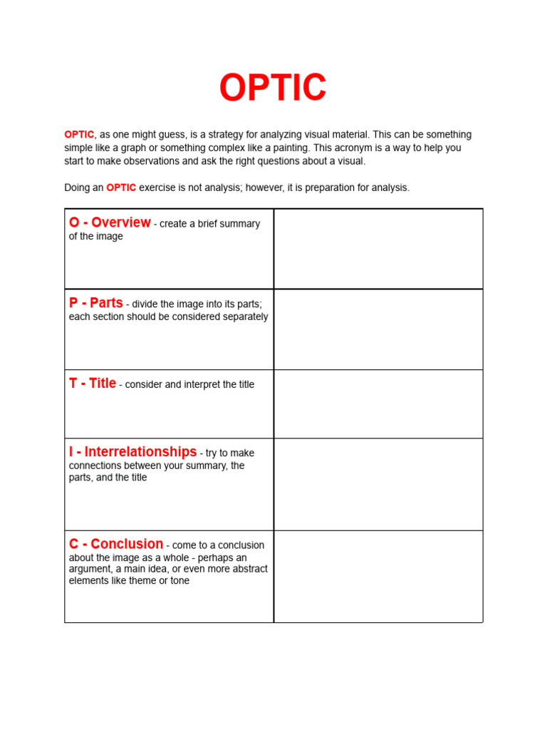 OPTIC - Evaluating Visual Sources | PDF