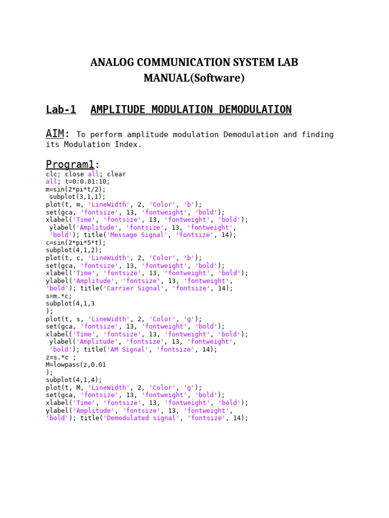 BECE304P-analog LAB SOFT | PDF | Frequency Modulation | Modulation