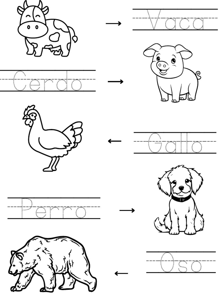 SpanishAnimalVocabularyWorksheetforPreKandKindergarten 1 | PDF