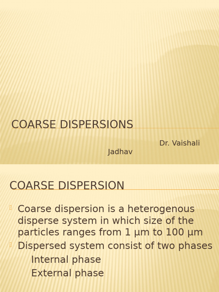 Coarse Dispersion VJ | PDF | Emulsion | Colloid