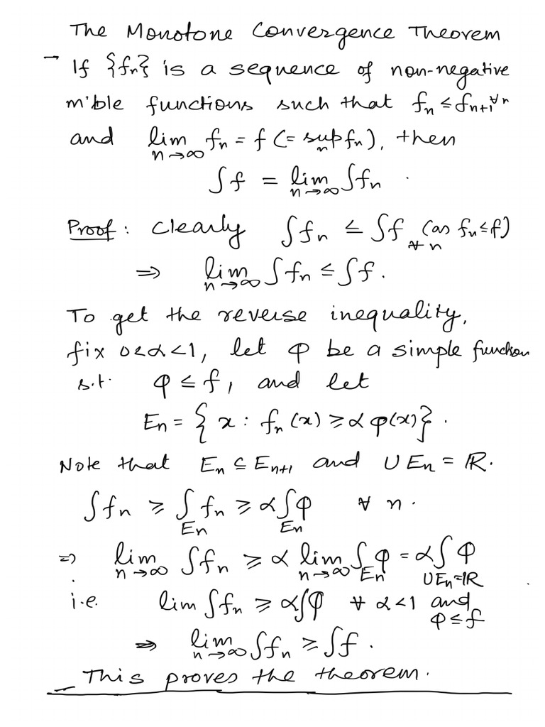 The Monotone Convergence Theorem | PDF