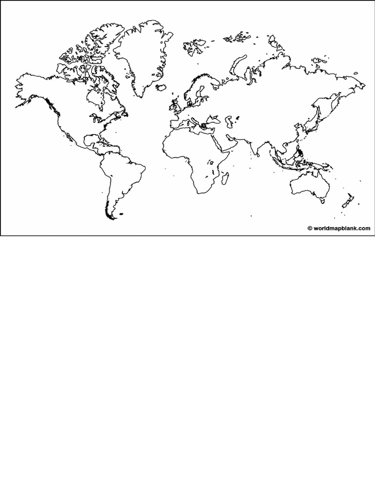 Blank Map of World Outline 01 En | PDF