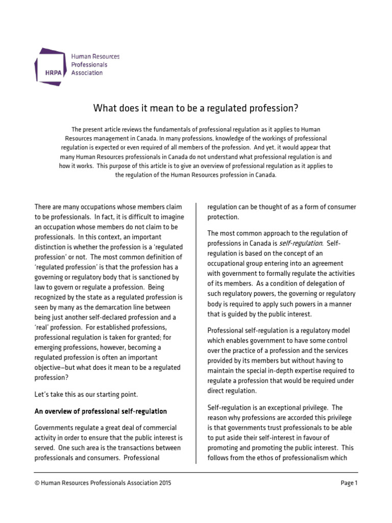 Understanding Professional Regulation in HR | PDF | Profession | Justice