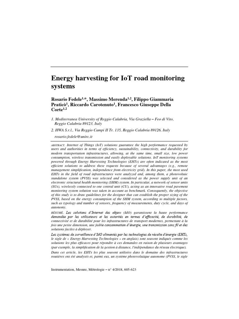 Energy Harvesting for IoT Road Monitoring | PDF | Energy Harvesting ...