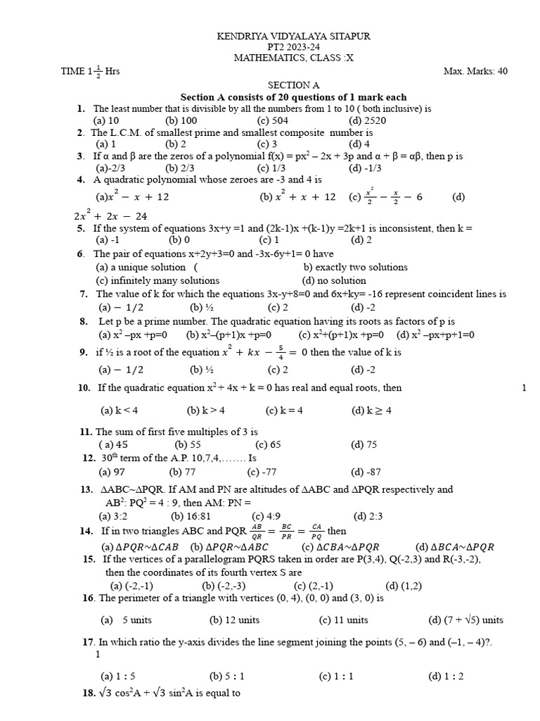 X Maths | PDF | Euclidean Geometry | Mathematical Analysis