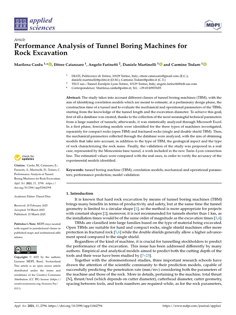 Performance Analysis of Tunnel Boring Ma | PDF | Linear Regression | Tunnel