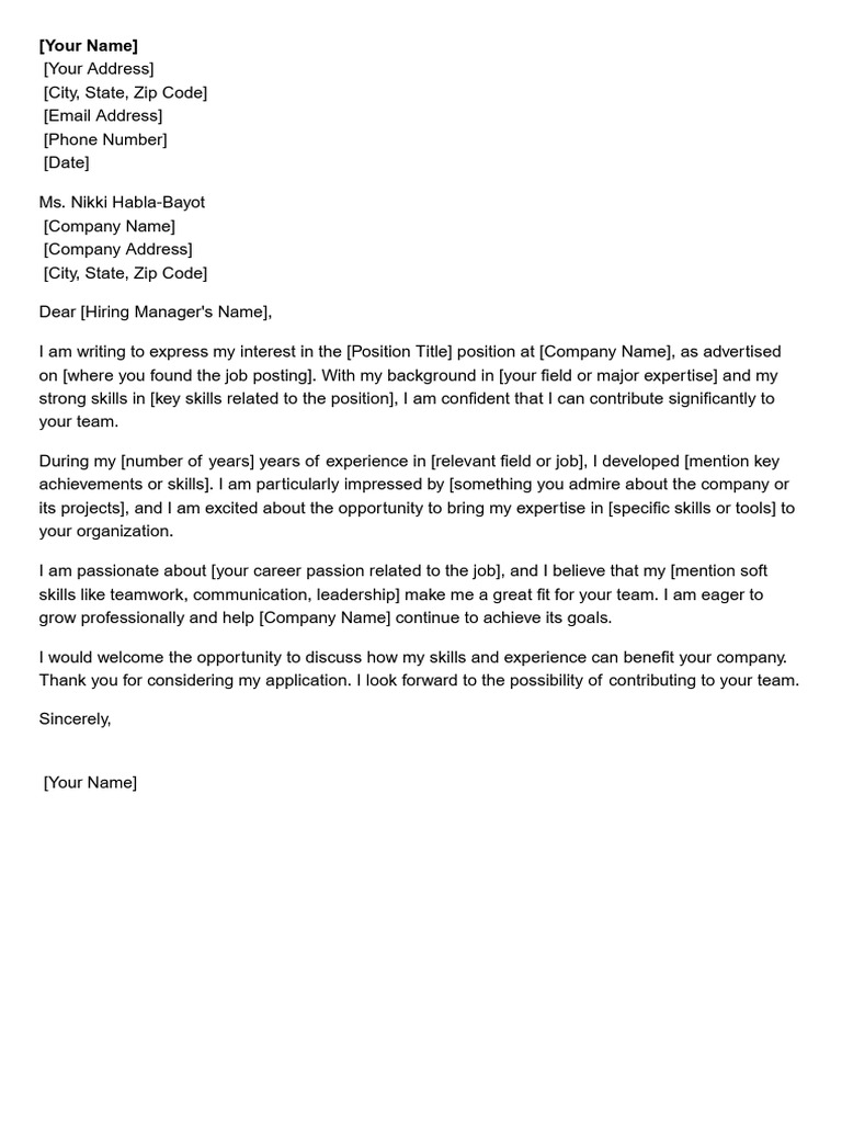 Application Letter Format | PDF