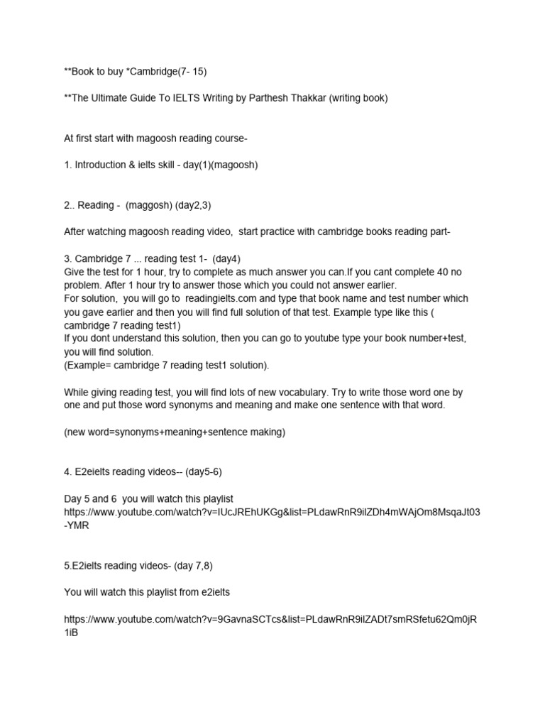 One-Month IELTS Study Plan Guide | PDF | International English Language ...