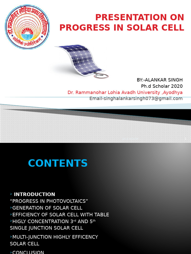 Presentation On Solar Cell 111 | PDF | Gallium Arsenide | Solar Cell